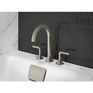 KOHLER 27016-BL Occasion Deck Mount 7 3/4" Bath Spout, Cane Design Nondiverter Bathtub Spout, Matte Black