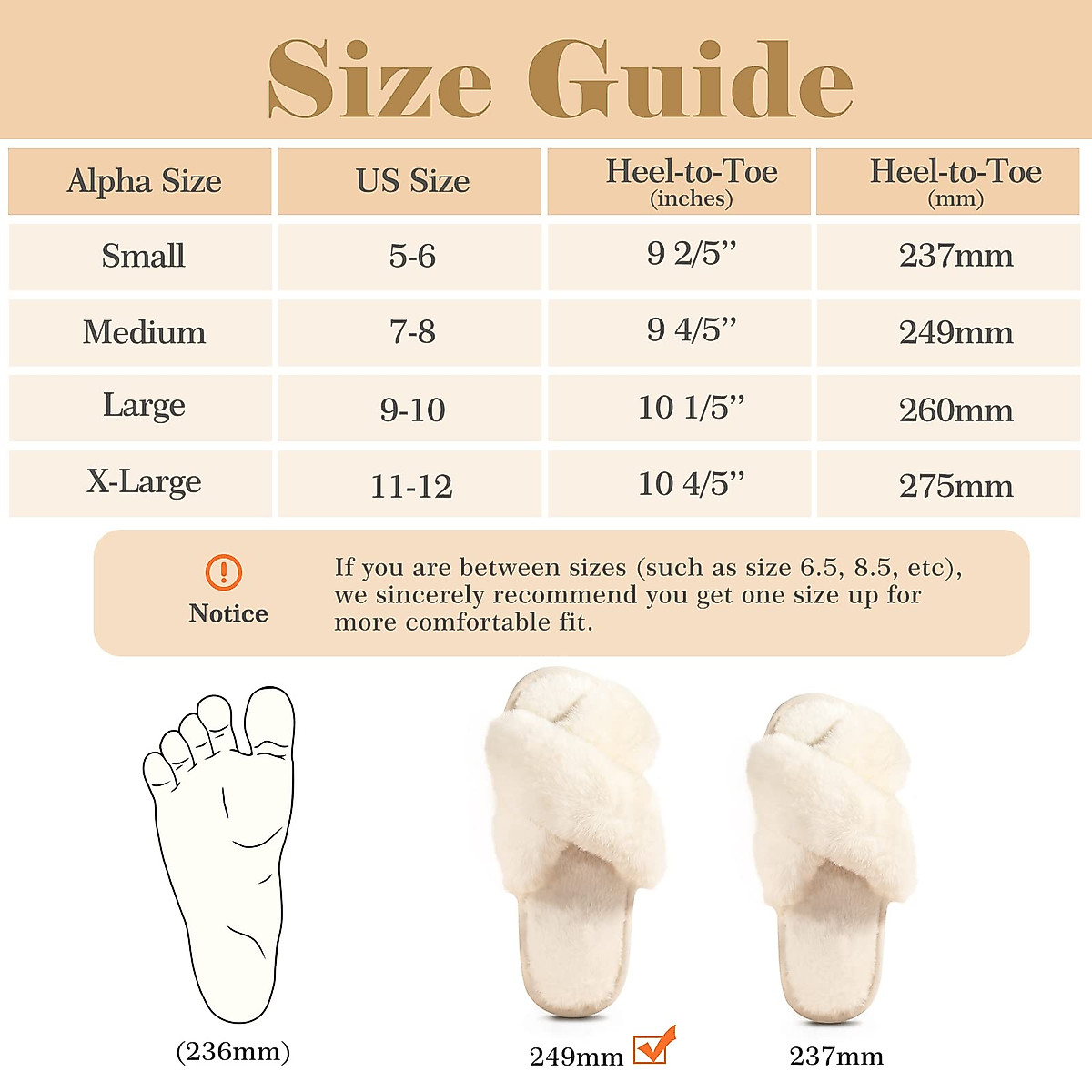 Ankis White Womens Fuzzy Slippers - 2Pair Cozy, Soft, Comfy, Relax Fluffy Slippers, Cross Band, Open Toe, Non-slip Womens Slippers, Indoor and Outdoor Fluffy Slippers