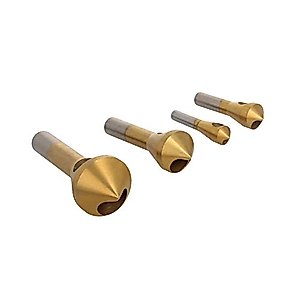 Auniwaig Countersink Chamfer Titanium Coated Tool Deburring Tool Set Metal Wood Drill Bits HSS 4pcs