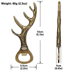 LKKCHER Deer Antler Beer Bottle Opener Stag Gifts for Women Men Wife Husband Girlfriend Boyfriend Mom Dad New Home Birthday Party Wedding Lovely Novelty Sturdy Bronze Gadget Christmas Gift Present