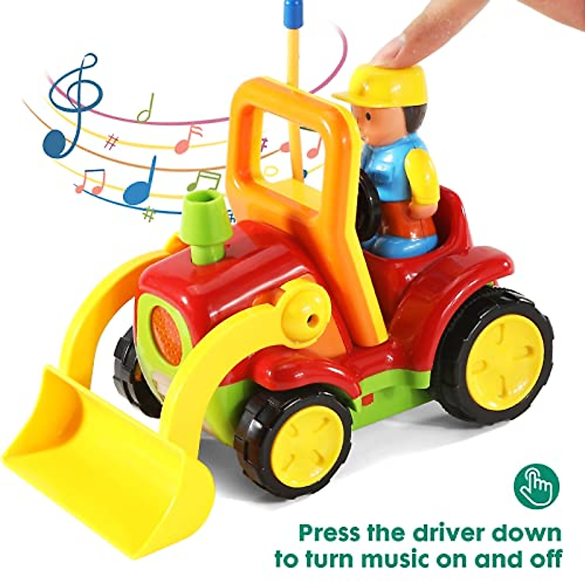 LOVE LIFE Cartoon RC Construction Car with Lights and Music Electric Radio Control Toy Remote Control Car for Babies Kids Toddlers Boys Girls