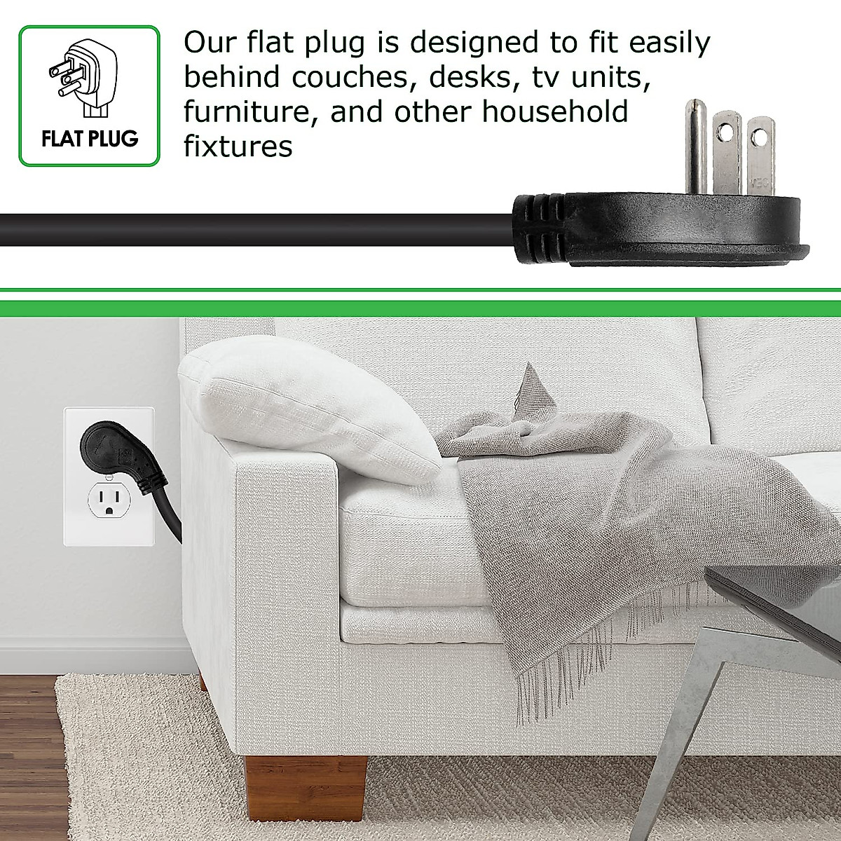 Digital Energy 8 Outlet Surge Protector Power Strip 4200 Joules USB-C and USB-A, 3 Wide Spaced Outlets, 6 Foot 14/3 AWG Cord, White