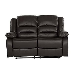 Lexicon Azrael Faux Leather Double Manual Reclining Loveseat, 62" W, Brown