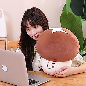 Hofun4U Mushroom Plush Pillow, Smile Mushroom Stuffed Plush, Sofa Car Bed Plush Pillow Home Decor Kids Adults Birthday (Brown,9 inch)