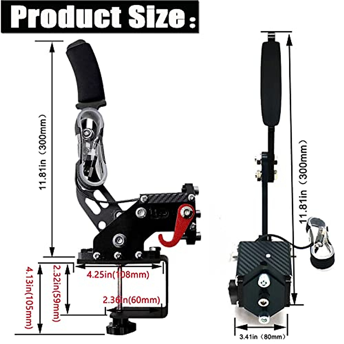 Obokidly Upgrade 2-IN-1 USB Handbrake Support G27/G29/G920 Compatible With PS4/XBOX ONE + PC For Simracing Game Sim Rig With Clamp (Support G920 With Clamp, Black)