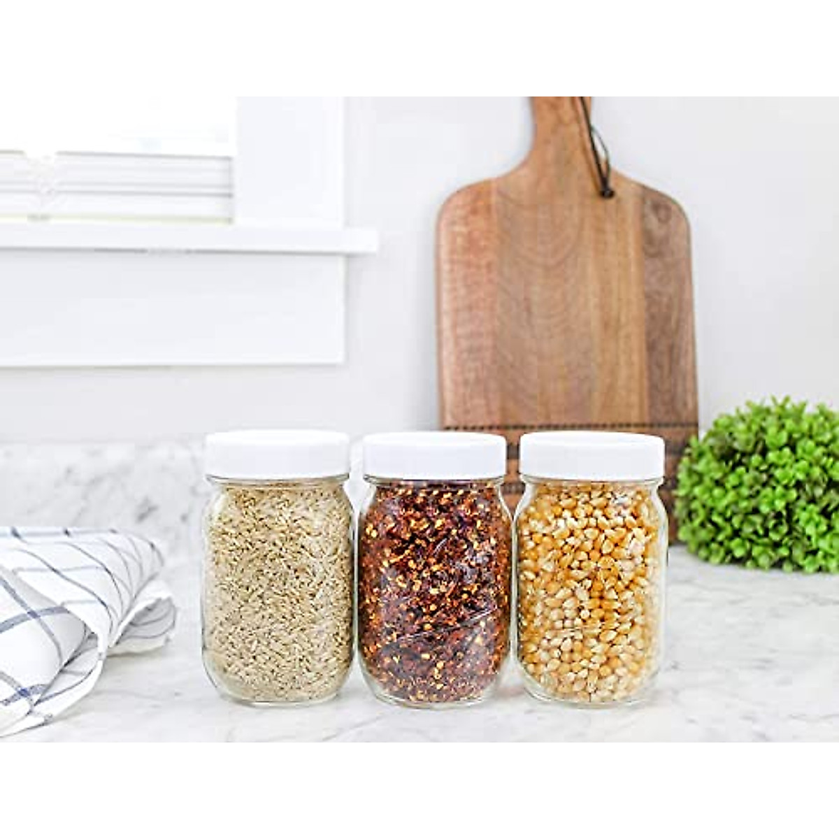 Cornucopia White Plastic Standard Mason Jar Lids (24-Pack); Regular Mouth Lined Storage Caps