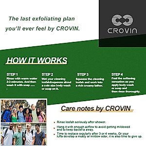 CROVIN Natural Loofah Exfoliating Body Scrubber, Made with Natural Shower Loofah Sponge for Men and Women’s SPA (Pack of 2)