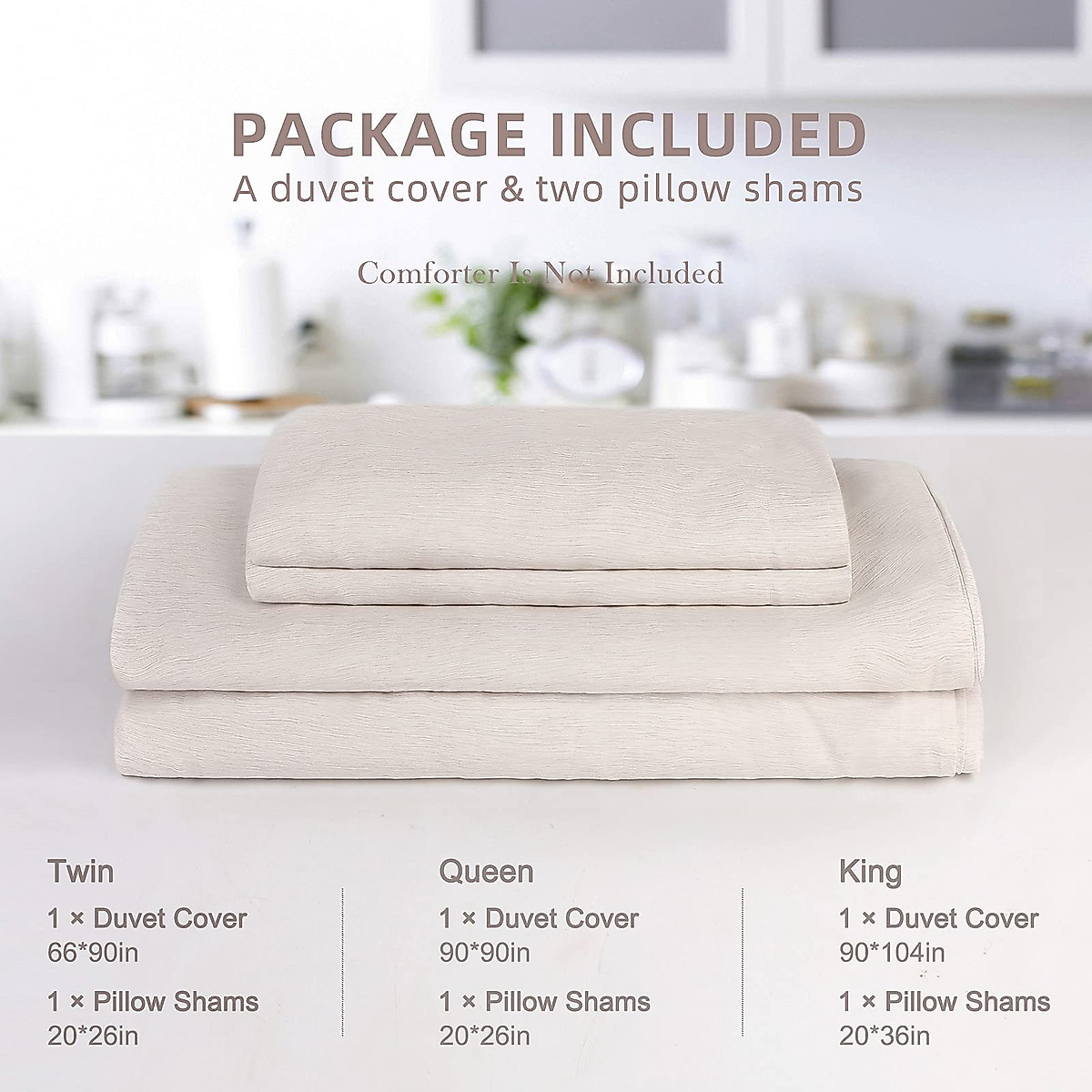 Souarts Beige Duvet Cover King Size, Ultra Soft Cationic Brushed Microfiber King Duvet Cover Set with Zipper Closure & Corner Ties, 3 Pieces Comforter Cover (King Size)