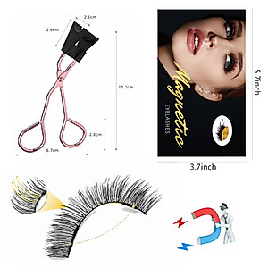 Dual Magnetic Eyelashes without Eyeliner or Glue Needed, Reusable Magnetic Eyelash Natural Look, False Eyelashes Magnetic, 4Pair Soft 3D Magnetic Lashes Kit with Applicator for Womens Easy to Wear