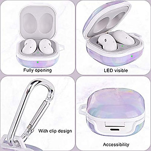 OLEBAND Galaxy Buds 2 Pro/Buds Live/Buds pro/Buds 2 case with Cute Pattern and Keychain Accessory,Hard Cover for Women and Girls,Colorful Marble