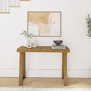 Plank+Beam Solid Wood Console Table, 46.25 Inch, Sofa Table, Narrow Entryway Table for Hallway, Behind The Couch, Living Room, Foyer, Easy Assembly, Pecan