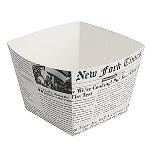 Restaurantware Bio Tek 4.3 x 4.3 x 3.2 Inch Snack Boxes 200 PE Coating Treat Boxes - Sturdy Disposable Newsprint Paper French Fry Boxes Open Top For Snacks or Baked Goods