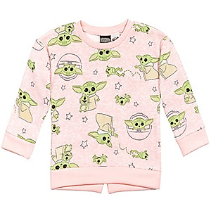 STAR WARS The Mandalorian The Child Toddler Girls Fleece Sweatshirt Legging Set Pink/Green 5T