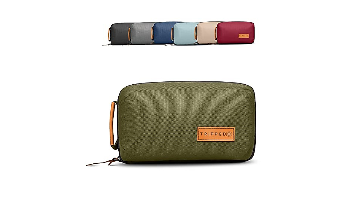 Travel Tech Bag Organizer | Small Electronic Pouch with Leather Accents