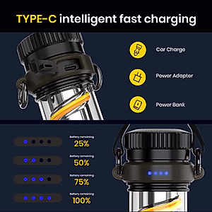 Camping Lantern Rechargeable Flashlight, Outdoor LED Lantern and Multifunctional Small Flashlight, Portable Waterproof Lanterns for Emergency, 1000lm Tent Lights IPX5 Waterproof Atmosphere Light