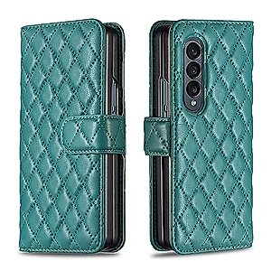 Wallet Case for Samsung Galaxy Z Fold 3/4/5, PU Leather Protective Cover, with Magnetic Closure Card Slot Holder Shockproof Phone Cover, Z fold 4,Green