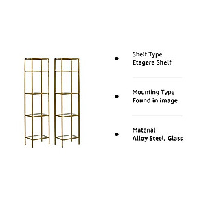 Crosley Furniture Aimee Narrow Etagere Set, Gold and Glass