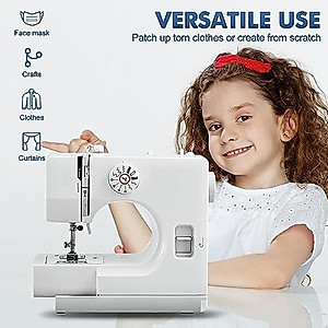 JUCVNB Mini Sewing Machine for Beginners, Small Portable Sewing Machine for Kids, Adult Mending Machine with Reverse Sewing and 12 Built-In Stitches, Suitable for Household and Travel