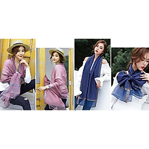 HURESON Lightweight Silk Scarf Elegant Soft Shawls and Wraps for Evening Dresses glitter Scarves for Women for All Seasons (Navy blue)