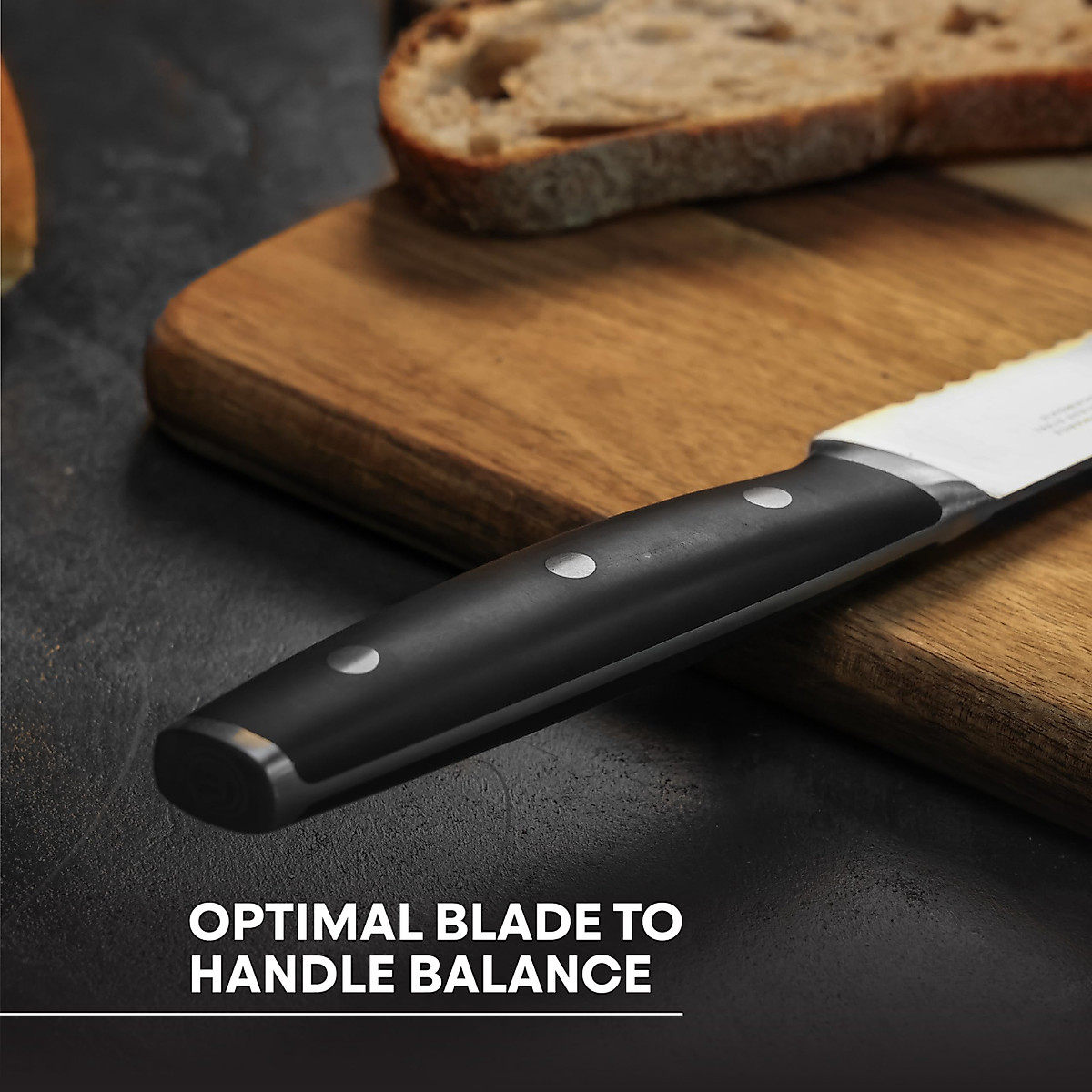 MasterChef Bread Knife 13" with High Carbon Stainless Steel Blade and Triple Riveted Handles, Professional Quality Kitchen Knife for Precision Cooking at Home, Perfectly Balanced, Razor Sharp