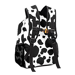 ArtGift Personalized Black White Cow Print Backpack Causual Shoulder Bags for Women Men Gift, 12.2(L) x 5.9(W) x 16.5(H) Inch