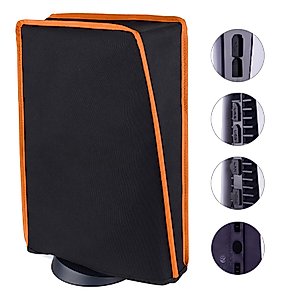 PlayVital Dust Cover Dust Plug Set for ps5 Digital Edition & Disc Edition - Orange Trim