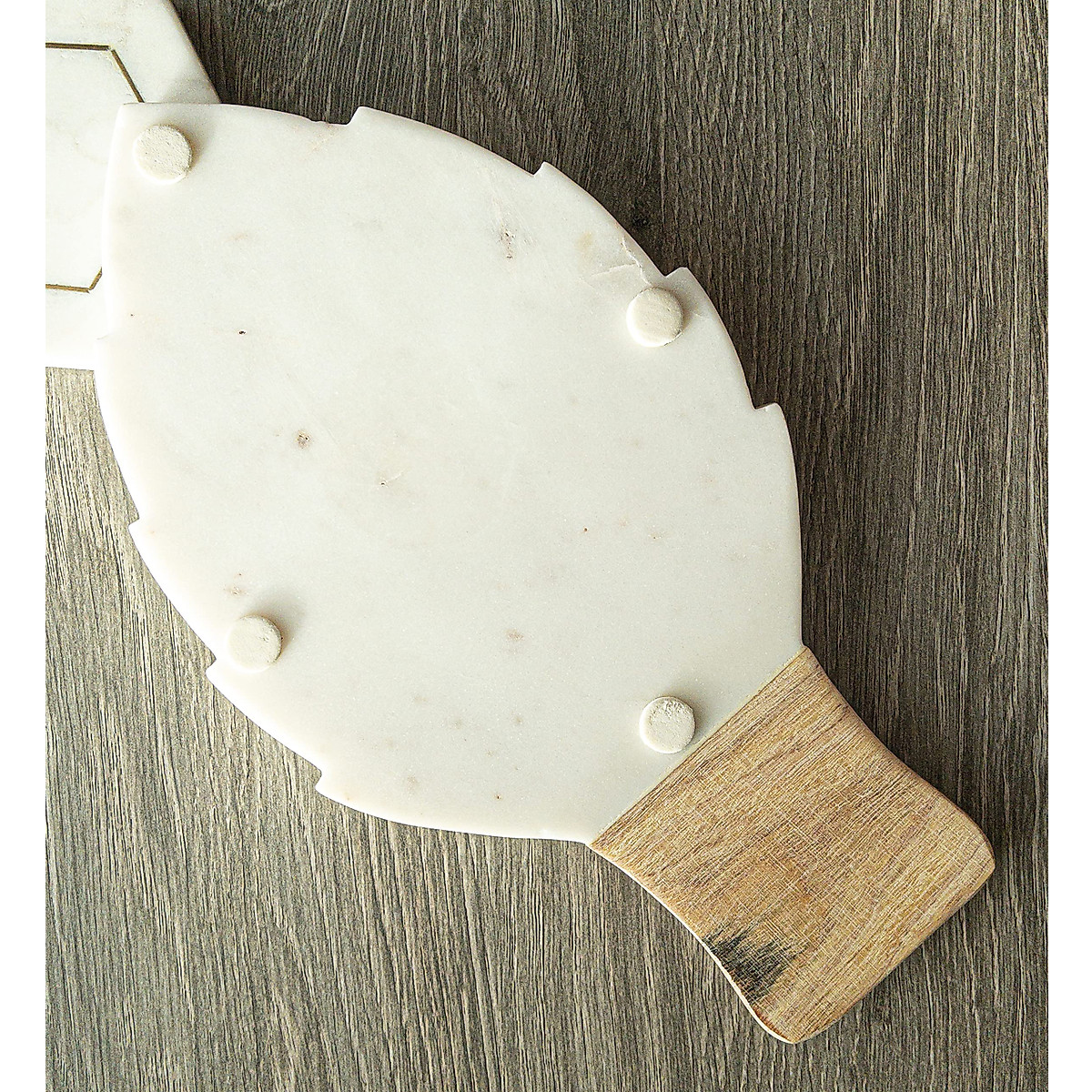 Wood & Marble Leaf Shaped Platter, Kitchen Serving Platter, Tray, Charcuterie Board, Gifts, Entertaining, for Candles