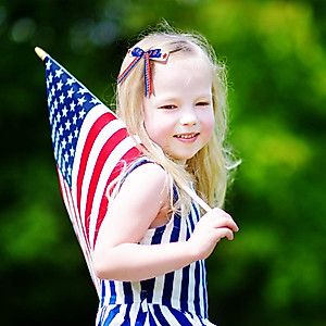 12 Rolls 60 Yards 4th of July Ribbons Red White Blue Grosgrain Ribbon Patriotic Stain Ribbons for DIY Wrapping Craft Decoration Hair Bow Wreath, 12 Styles