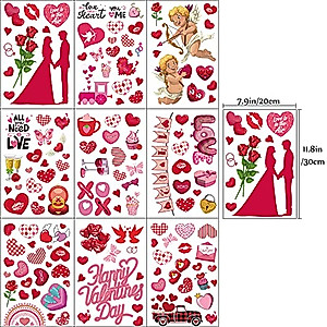 DmHirmg Valentine's Day Window Clings Decorations, Valentines Window Decal Stickers for Valentine's Day Decorations With Removable Window Sticker Decals for Home,Office,Valentines Party, Wedding, Anniversary Decorations 9 Sheet