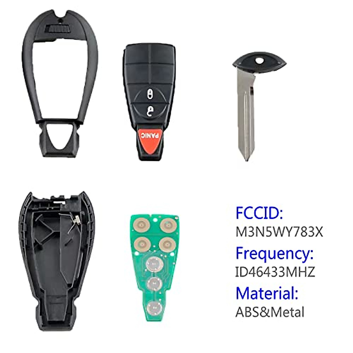 Key Fob for Dodge Charger/Challenger/Durango /Journey/RAM 1500 2500 3500,Keyless Entry Remote Replacement for Chrysler 300 2008-2010/Grand Caravan Cherokee(M3N5WY783X )