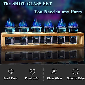 LINALL Shot Glasses 6pcs Shot Glass Set 1oz/30ml Shot Glass Holder Heavy Base for Whisky Tequila 6 Shot Glass Serving Tray (6pcs)