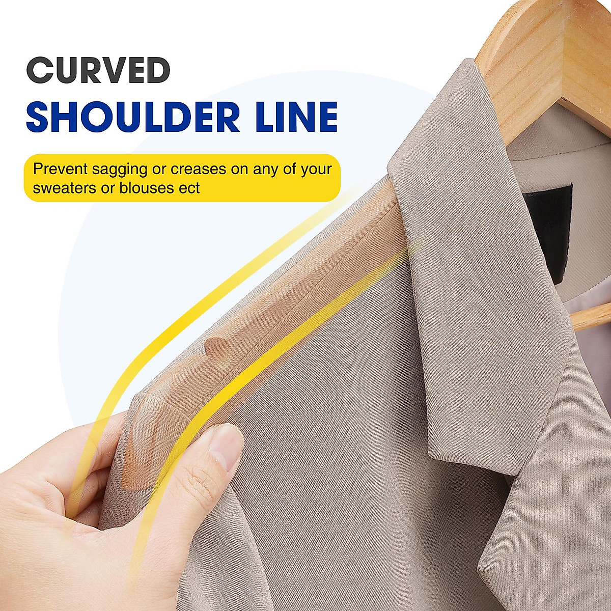 Korpai 24-Pack Wooden Hangers,Wooden Clothes Hangers with Smooth Shoulder Grooves,Suit Hangers with 360-Degree Rotatable Hook, Durable & Slim Wooden Hangers for Coats,Jackets,Dress,Pants ect,Natural