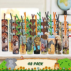 Fun Express Laminated Safari Animal Bookmarks | 48 Count | Great for School/Classroom Giveaways, Book Club Tokens, Birthday Party Prizes & Favors