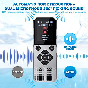 64GB Voice Recorder, Digital Voice Recorder with Bluetooth, Tape Recorder Up to 3072kbps Bit Rate, Voice Activated Recorder with Playback, Audio Recorder for Interview Meetings Lecture