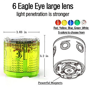 LEDHOLYT Solar Strobe Warning Light, Strong Magnetic Base Solar Emergency Strobe Warning Light, Automatic Turn On Safety Road Construction Traffic Flashing Beacon Light (Yellow)