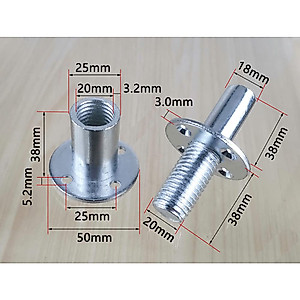lasenersm 1 Piece Cold Rolled Steel M20 Bed Post Connector Bed Column Bedpost Connector Screw-in T-Nut Bedpost Connector Screw Butt Nut for Furniture Hardware Fittings