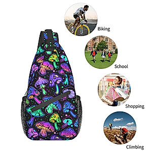 Bright Psychedelic Mushrooms Chest Bags Cool Crossbody Sling Bag Travel Hiking Backpack Casual Shoulder Daypack For Women Men