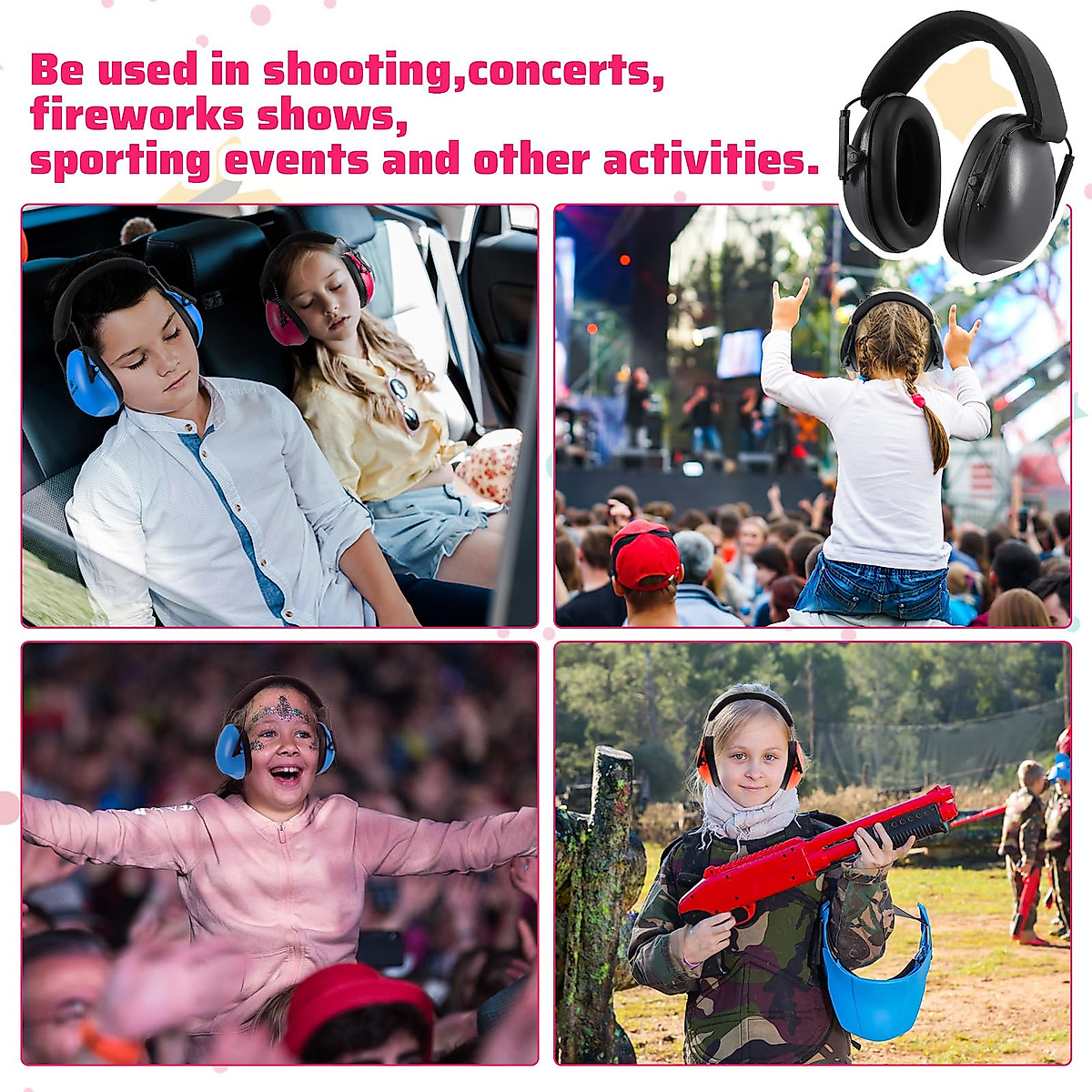 Amylove 24 Pcs Kids Ear Protection Noise Cancelling Headphones Noise Reduction Ear Muffs 27dB Hearing Protection (Classic Color)