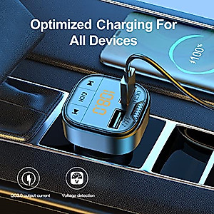 Bluetooth Adapter for Car，Bluetooth FM Transmitter for Car,MP3 Player QC3.0 Quick Charge for All Smartphones Audio Players，Supports TF/SD Card and USB
