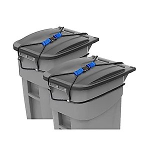 KiinHome Trash Can Lock (2 Pack) Bungee Cord for Outdoor Garbage Can Lid, Animal Proof Garbage Lid Lock (Works for Dogs, Bears, Raccons), Heavy Dutty Elastic Strap. (Trash Can NOT Included)