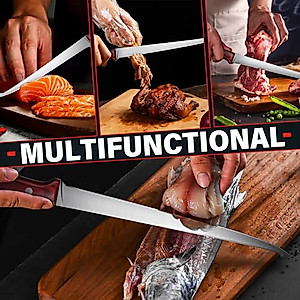 TAN REN Fillet Knife 9 inch, Professional Fish Knife for filleting, Stainless Steel Boning Knife for Meat Cutting, Fishing fillet knife with Full Tang Ergonomic Handle, Father's Day Gift