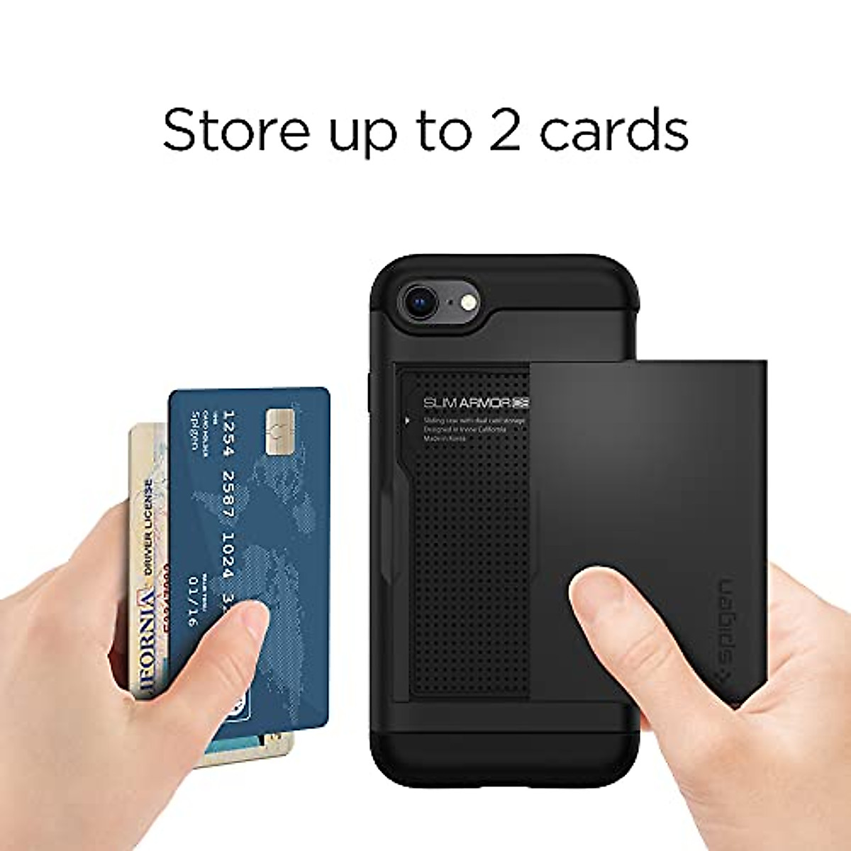 Spigen Slim Armor CS Case Compatible with iPhone SE 2022 5G, iPhone SE 2020, iPhone 8 and iPhone 7 - Black