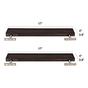 Mkono 5 Pieces Set Floating Shelves for Wall, 2 Pack Rectangle Wood Shelf and 3 Pack Triangle Wood Board Corner Shelves