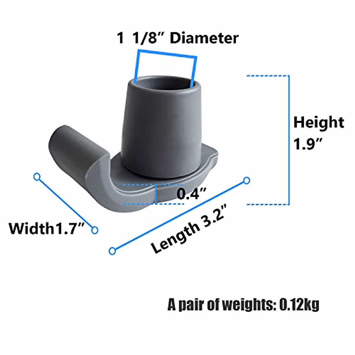 Aliseniors Walker Glide Skis for 1 1/8 Inch Tubes - Durable and Smooth Rolling Mobility Aid Accessory for Folding Walkers - Universal Fit Walker Feet Replacement, One Pair, Gray