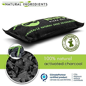 Shoe Deodorizer Inserts - Shoe Odor Eliminator - Activated Charcoal to Absorb Shoe Smell - Pack of 2 Shoe Smell Eliminator with Nail Clippers