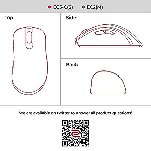 BenQ Zowie EC3-C Ergonomic Gaming Mouse | Professional Esports Performance | Lighter Weight | Driverless | Paracord Cable | 24-Step Scroll Wheel | Matte Black | Small Size