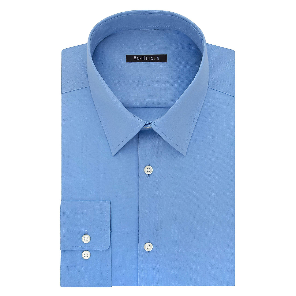Van Heusen Men's Dress Shirt Slim Fit Flex Collar Stretch Solid, Blue Frost, 17" Neck 36"-37" Sleeve