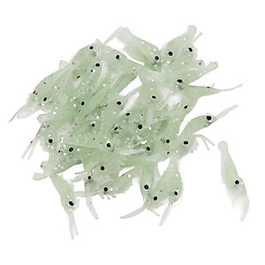 VBESTLIFE Soft Plastic Fishing Lures, 50Pcs 3cm Luminous Fishing Lures Silicone Soft Shrimp Simulation Lure Bait Fishing Tackle for Saltwater Freshwater