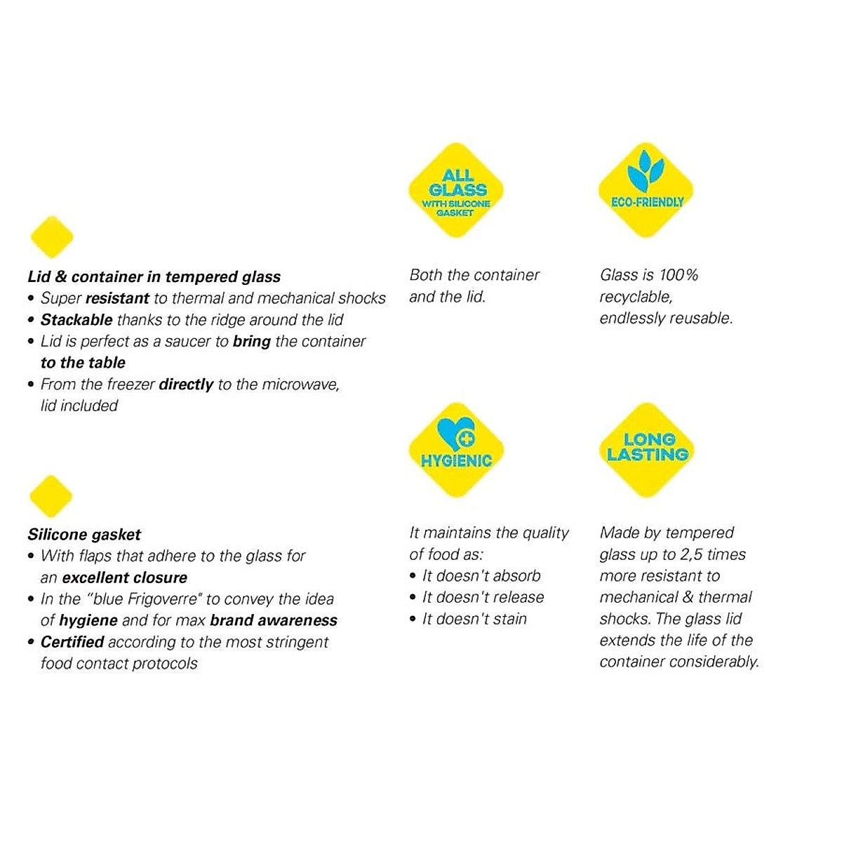 Bormioli Rocco Frigoverre Future Set Of 2 17.25 oz. Round Food Storage Container, Made From Durable Glass, Dishwasher Safe, Made In Italy, 2 Pack.