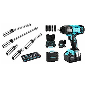 DURATECH 5PC Magnetic Swivel Spark Plug Socket Set and DURATECH 20V Cordless Impact Wrench